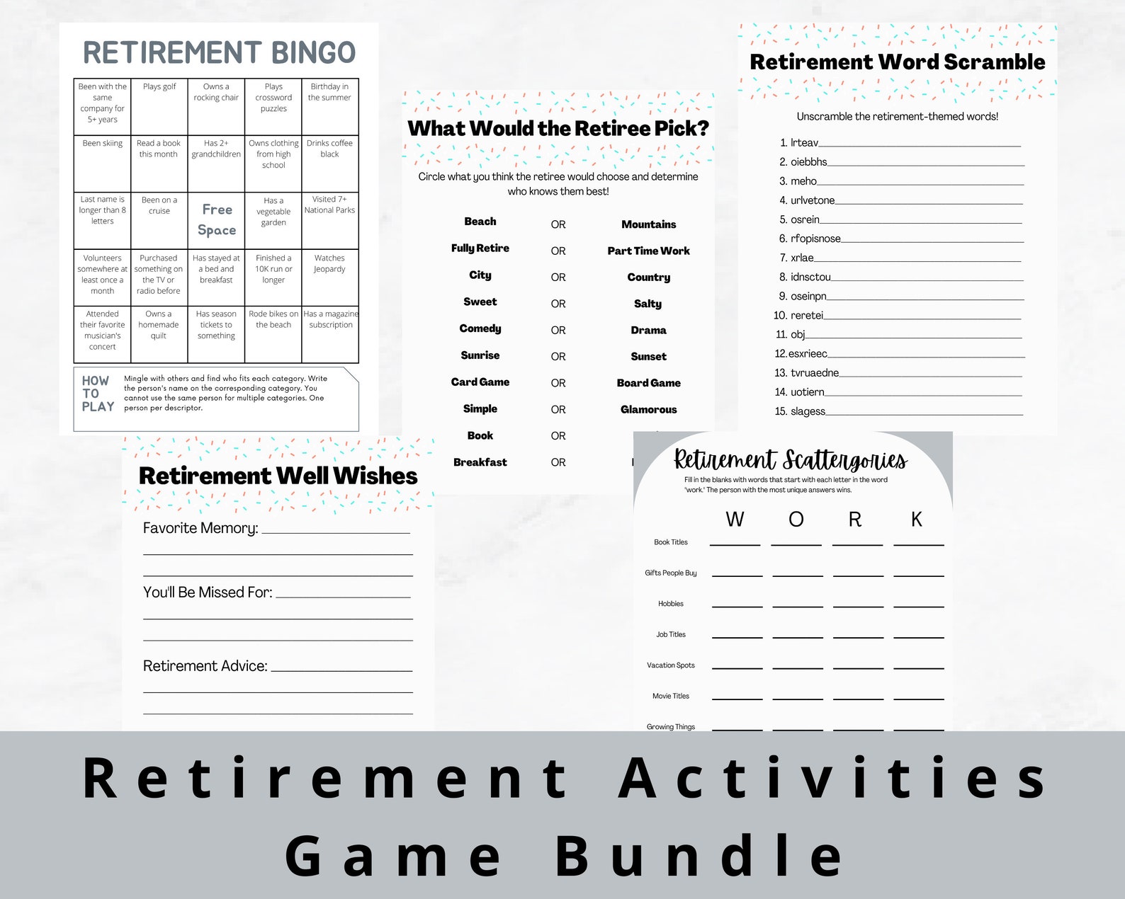Retirement Party Printable Activities • Retirement Celebration Games ...