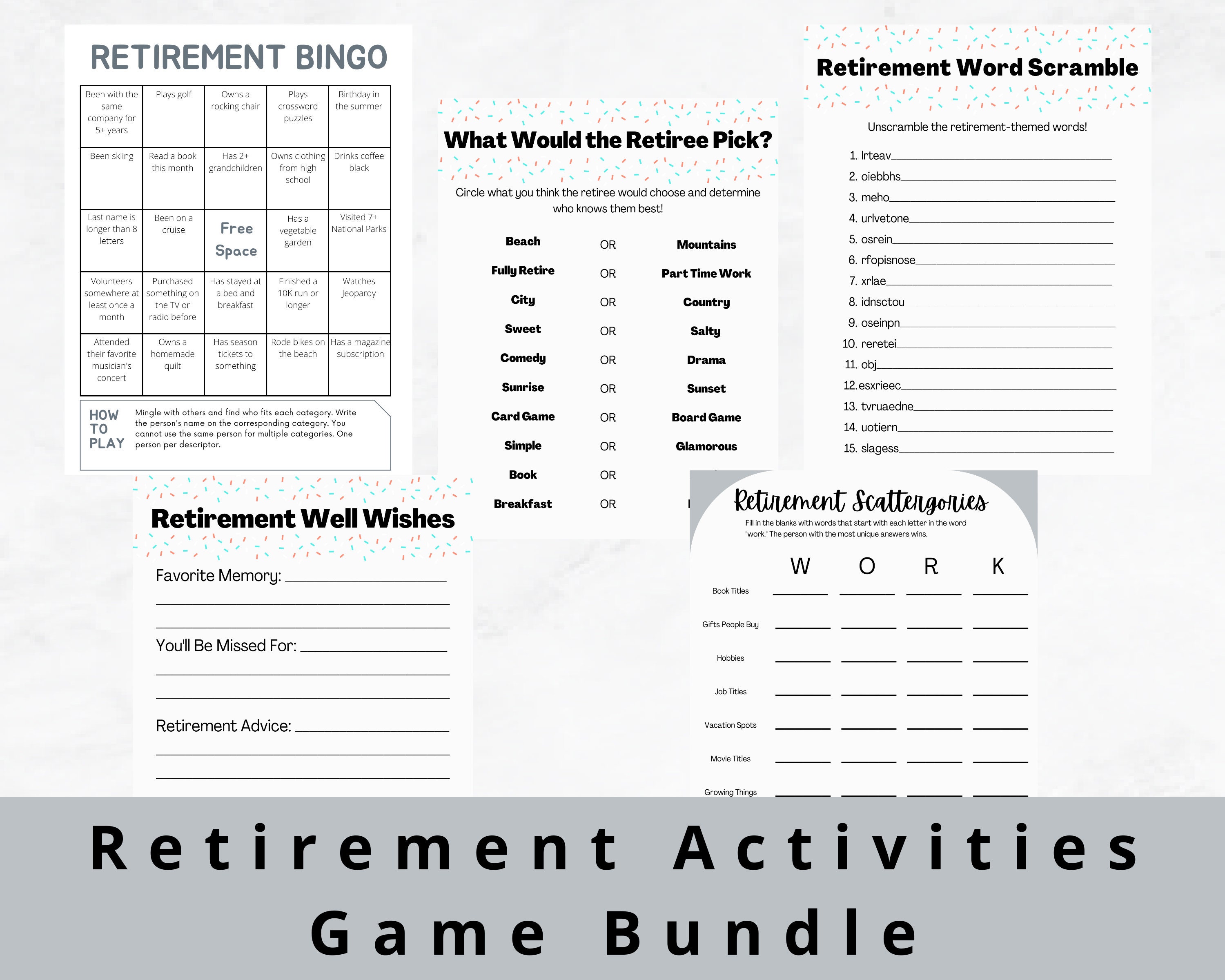 Retirement Party Printable Activities • Retirement Celebration Games ...