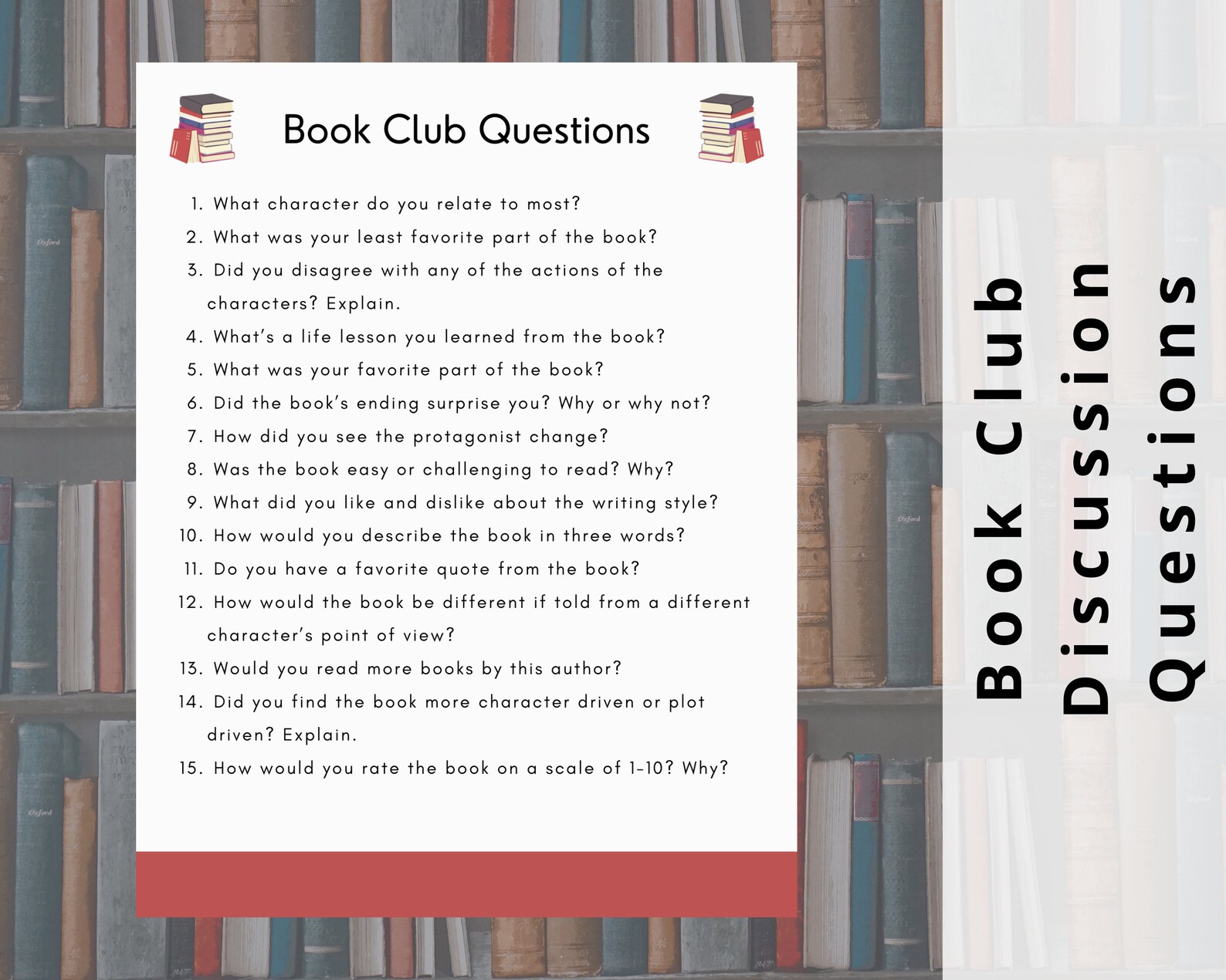 15 Book Discussion Questions • Book Club Party Game • Book Games • Book ...