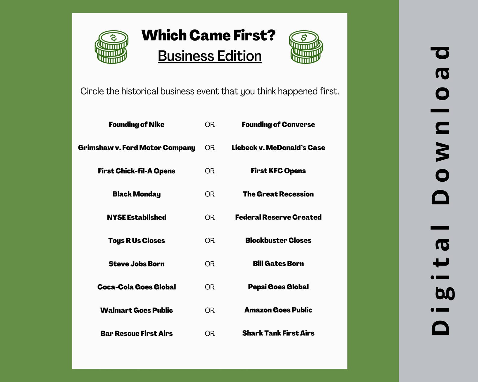 Business Trivia • Which Came First? Business Game • Employee Work Game ...