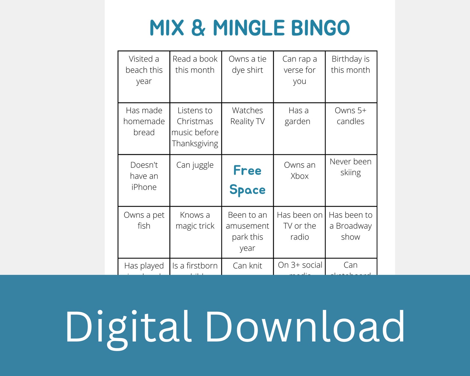 Get to Know You Bingo Game • Digital Download Printable • "find Someone ...