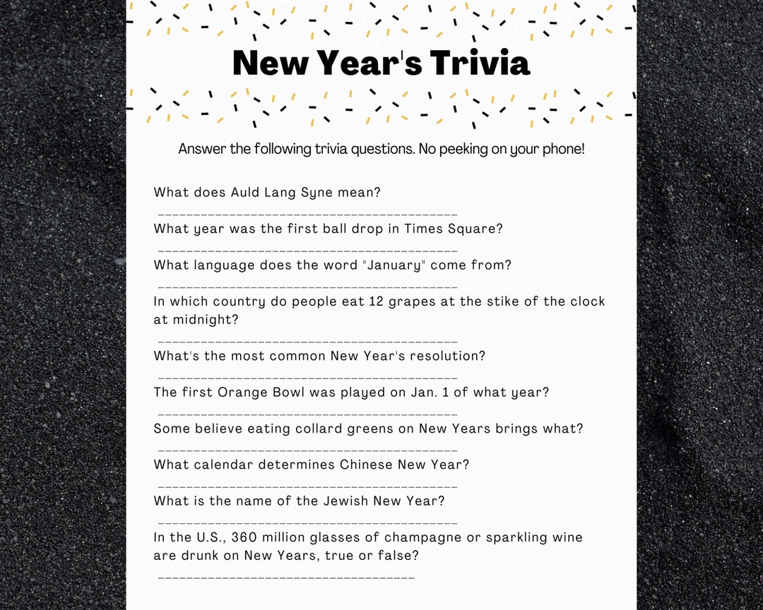 New Year's Trivia • New Year's Eve Party Game • Icebreaker Game for ...