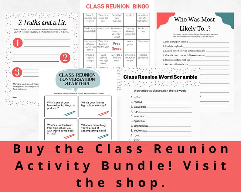 Class Reunion Memory Sharing Activity • High School Graduation Activity ...