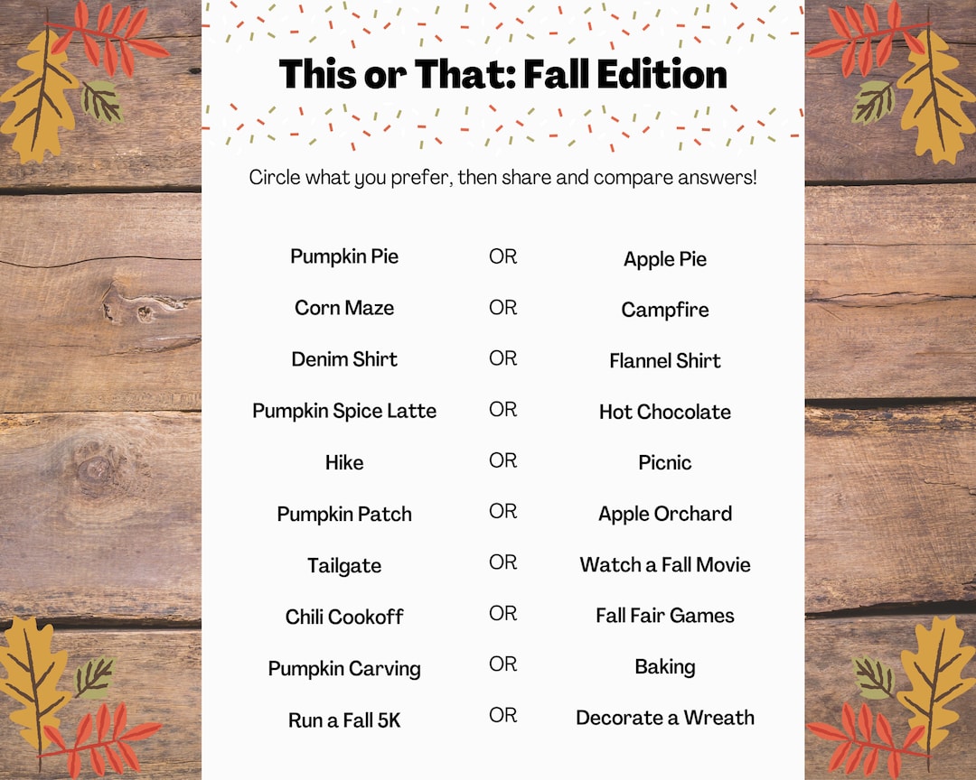This or That: Fall Edition • Icebreaker Game for Work Groups, Family ...