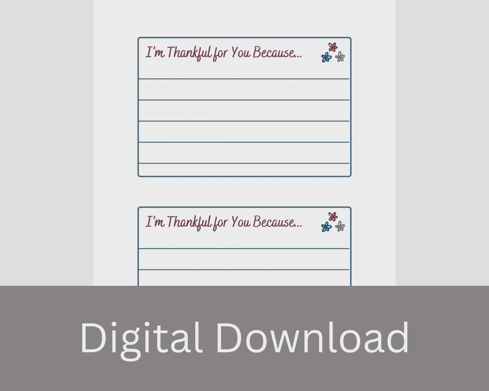 I'm Thankful for You Because Cards • Practice Thankfulness • Printable ...