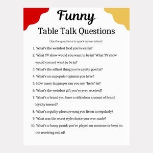 Funny Table Talk Game • Conversation Starters • Get-to-know You Game ...