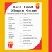 Fast Food Trivia Game • Fast Food Slogan Game • Popular Food Trivia ...