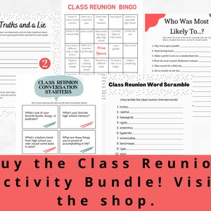 Class Reunion Bingo Icebreaker Game (printable, Immediate Download) - Etsy