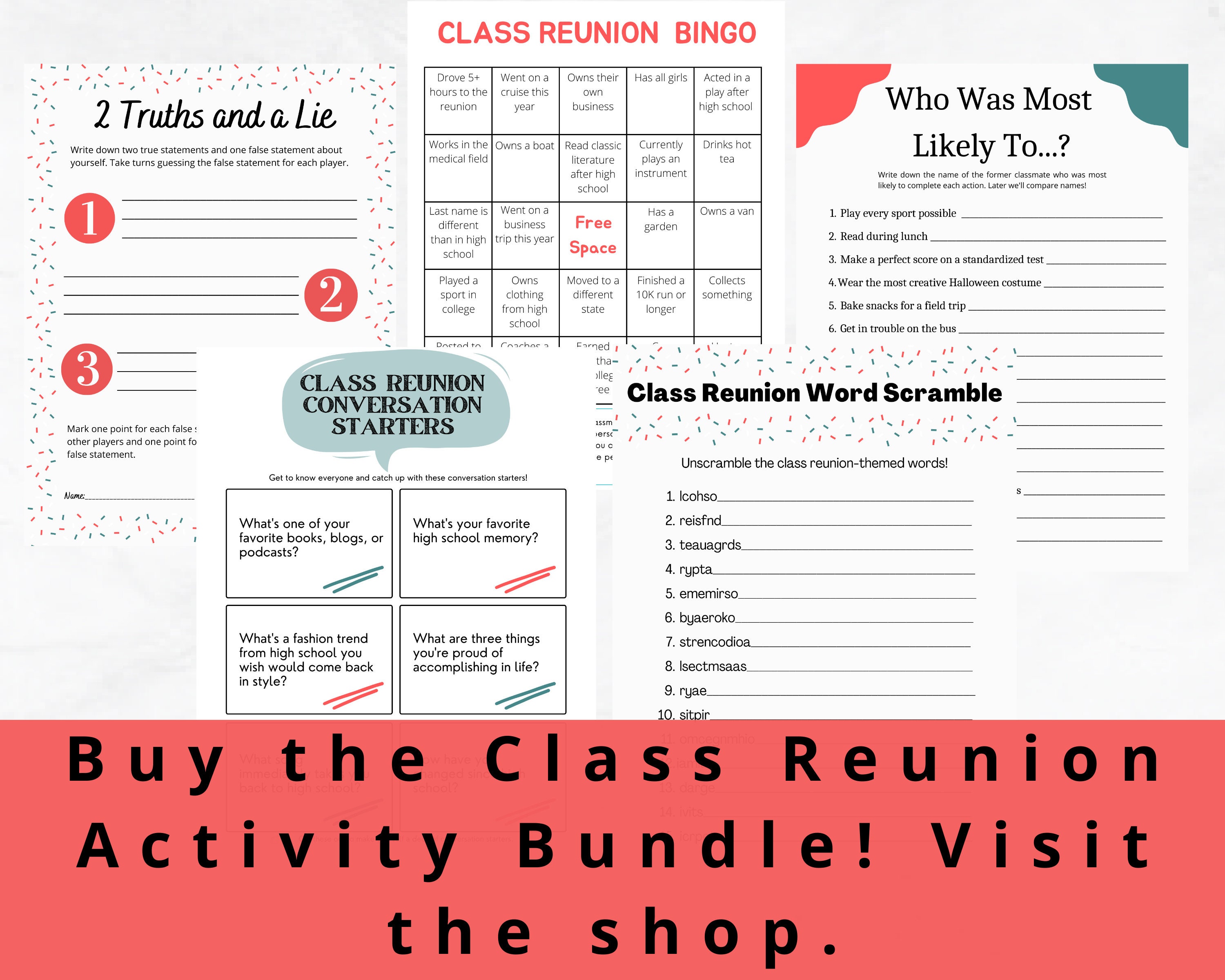 Class Reunion Bingo, Class Reunion Icebreaker, Mingle Game • Printable ...
