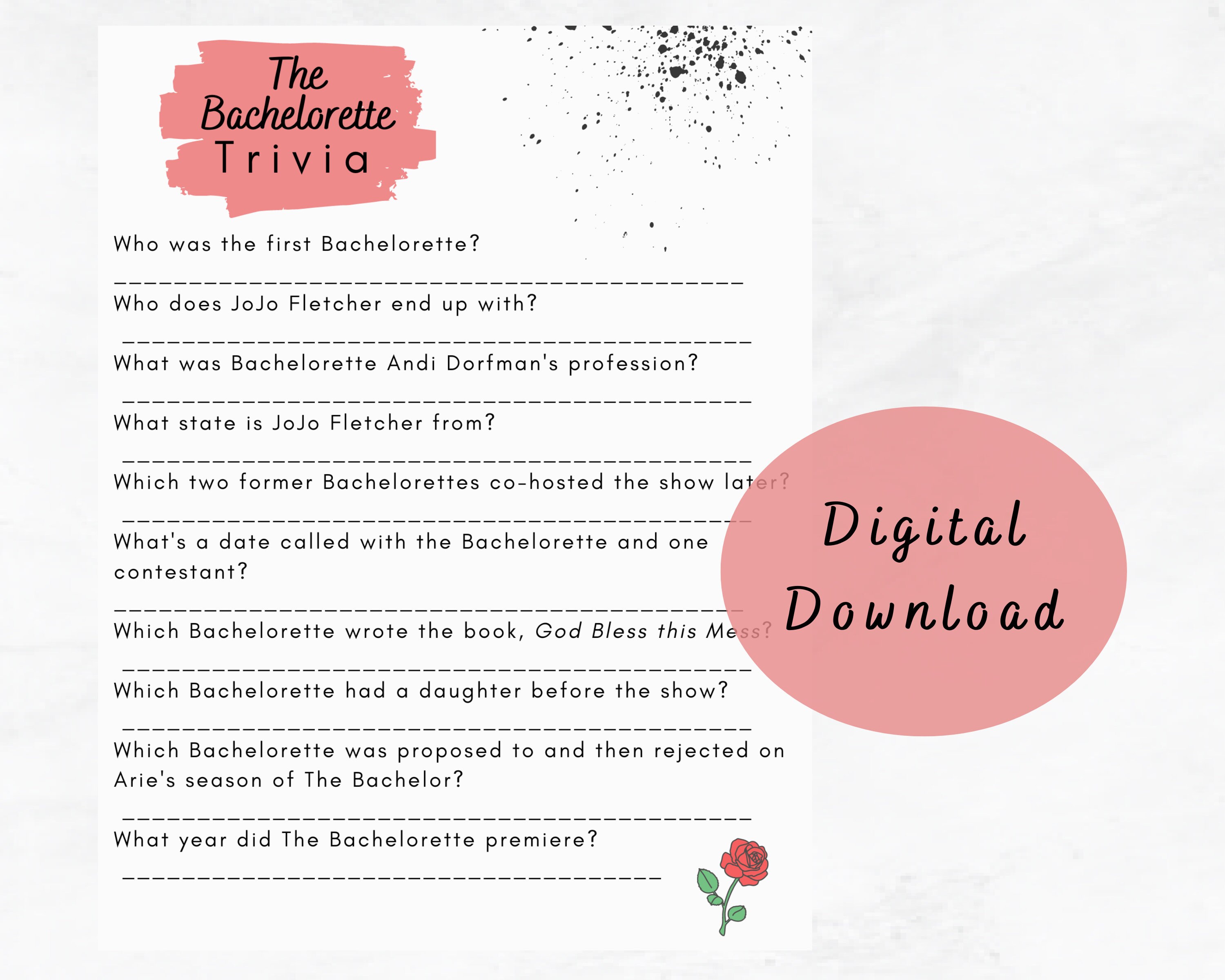 The Bachelorette Trivia • Bachelorette Show Trivia Game • Will You ...