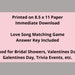 Love Song Matching Game, Printable Download: Bridal Shower, Valentines ...