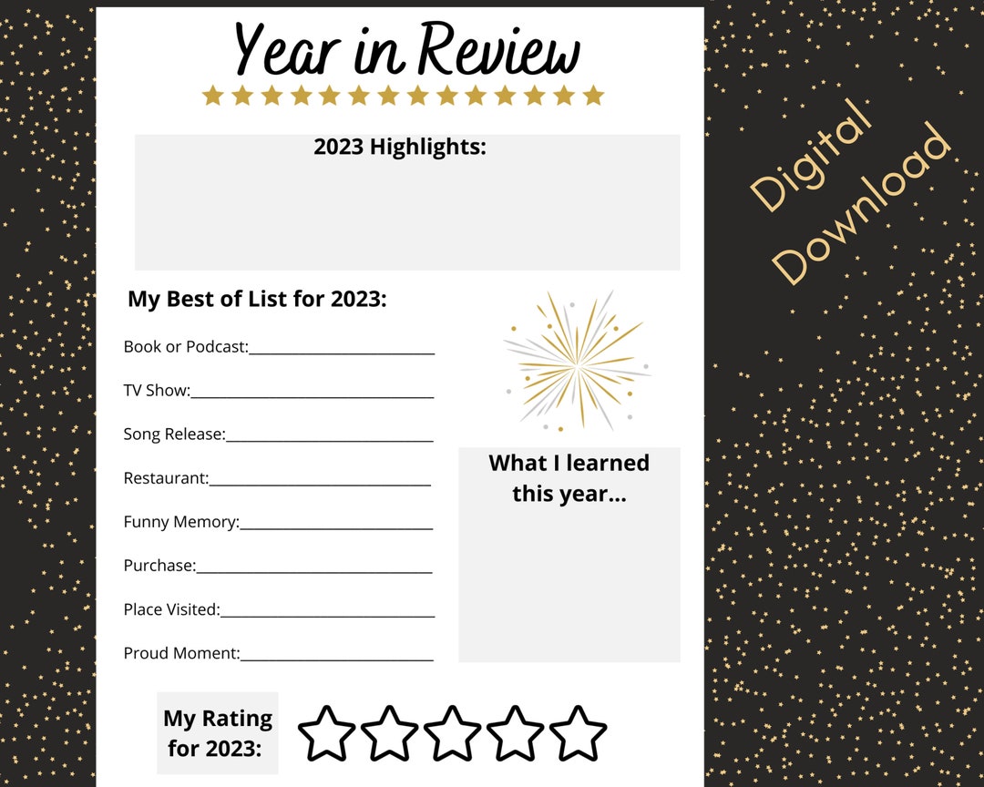 New Year's Year in Review Printable Icebreaker Game for Holiday Dinner ...