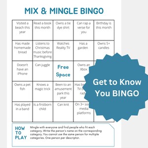 Get to Know You Bingo Game • Digital Download Printable • "find Someone ...
