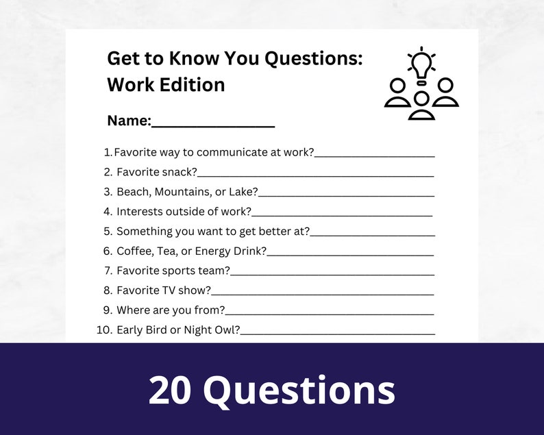 Get to Know You Questions • Workplace Get-to-know You Game • Employee ...