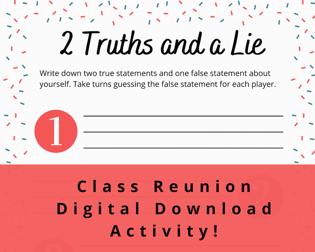 Class Reunion Two Truths and a Lie • Class Reunion Icebreaker, Mingle ...