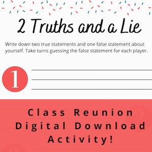 Class Reunion Two Truths and a Lie • Class Reunion Icebreaker, Mingle ...