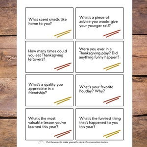 Thanksgiving Conversation Starters, Table Topics, Icebreaker Game for ...
