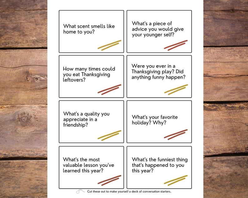 Thanksgiving Conversation Starters, Table Topics, Icebreaker Game for ...