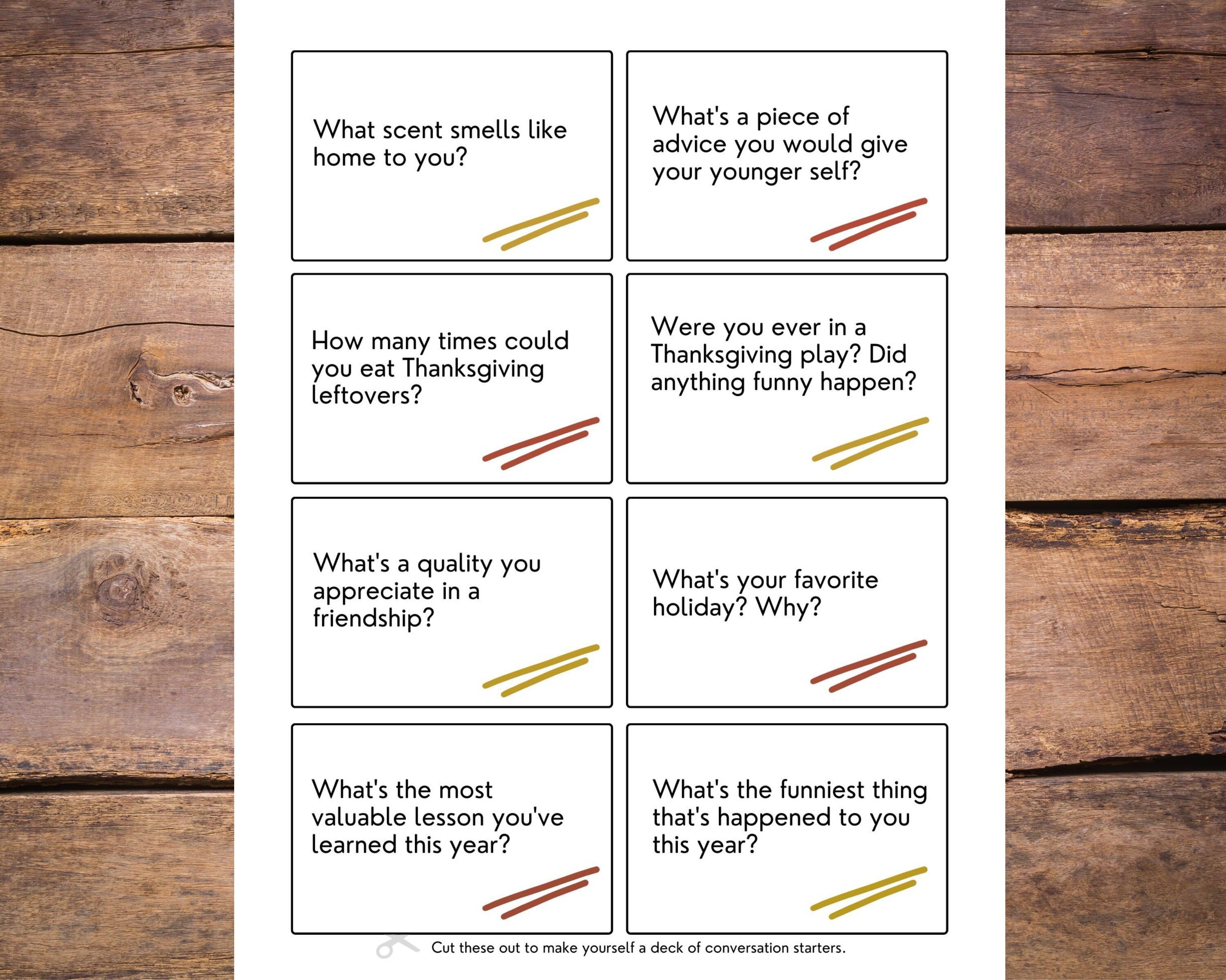 Thanksgiving Conversation Starters, Table Topics, Icebreaker Game for ...