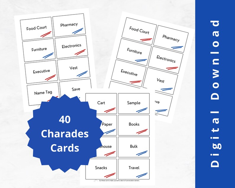 Costco Game Bundle Charades Game: 40 Cards Costco Trivia Costco Word ...
