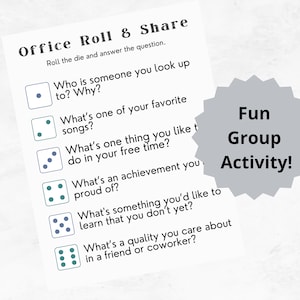 Office Get to Know You Roll the Dice Game • Icebreaker Game • Work Get ...