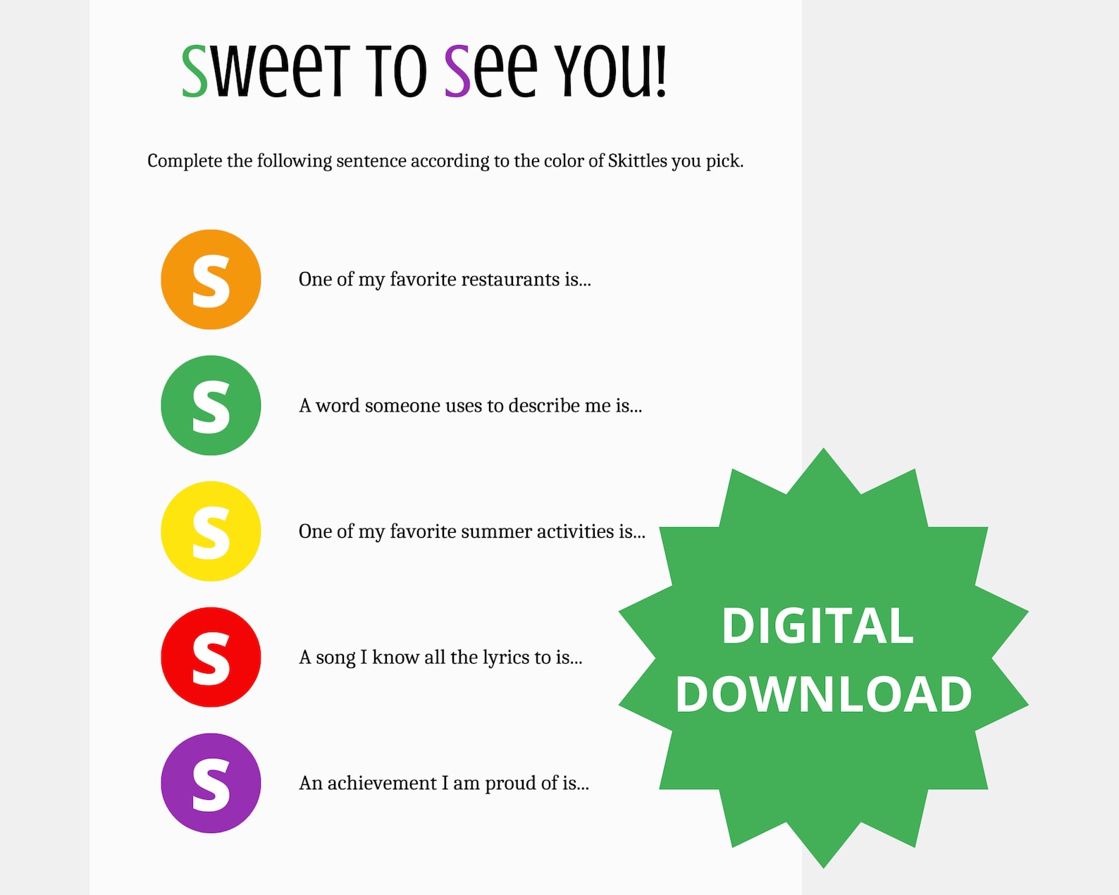 Skittles Icebreaker Game • Get-to-know You Game for Groups • Immediate ...