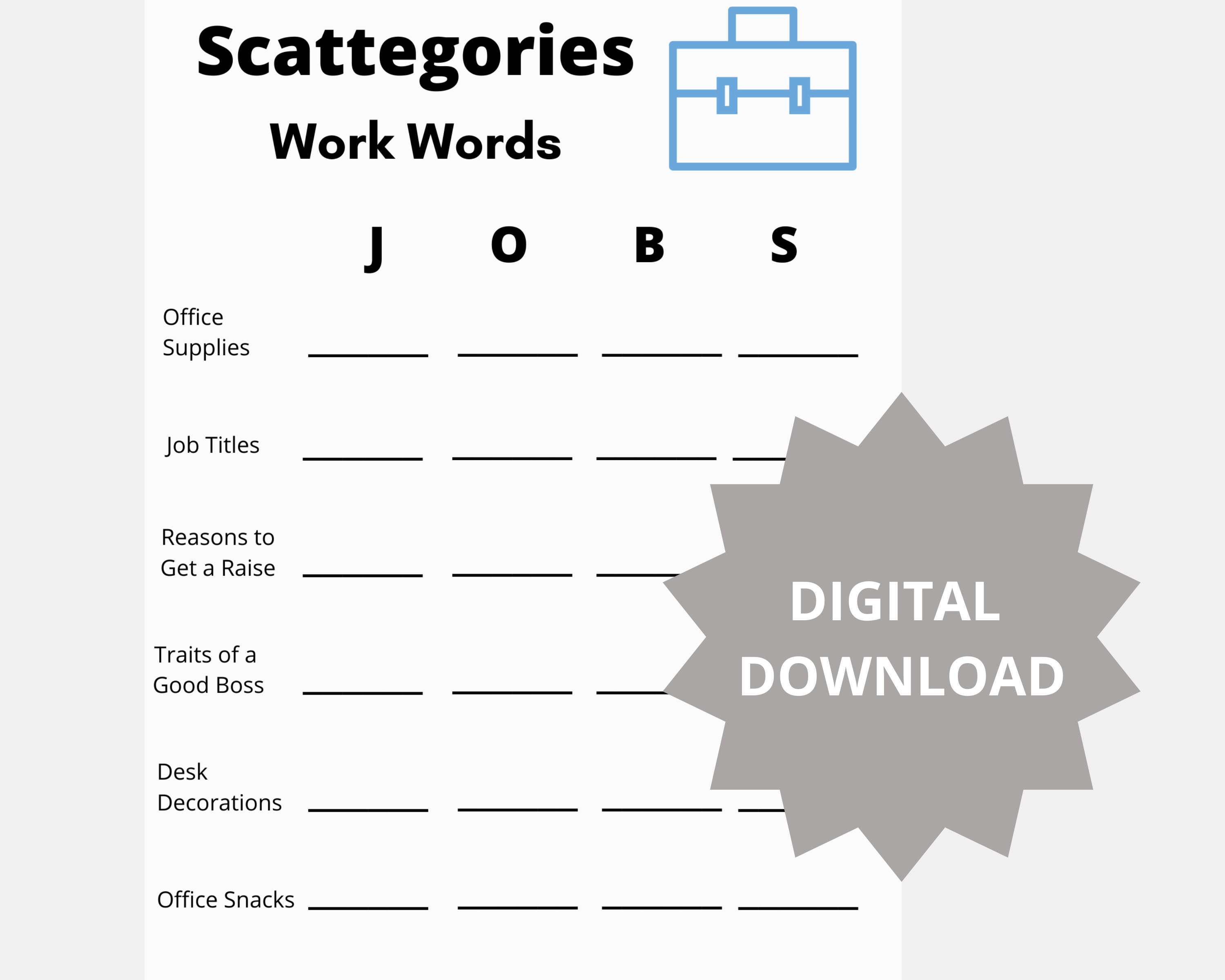 Office, Work Scattegories • Team Bonding for Virtual or In-person ...
