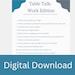 Table Talk for Work Gatherings • Work Conversation Starters • Workplace ...