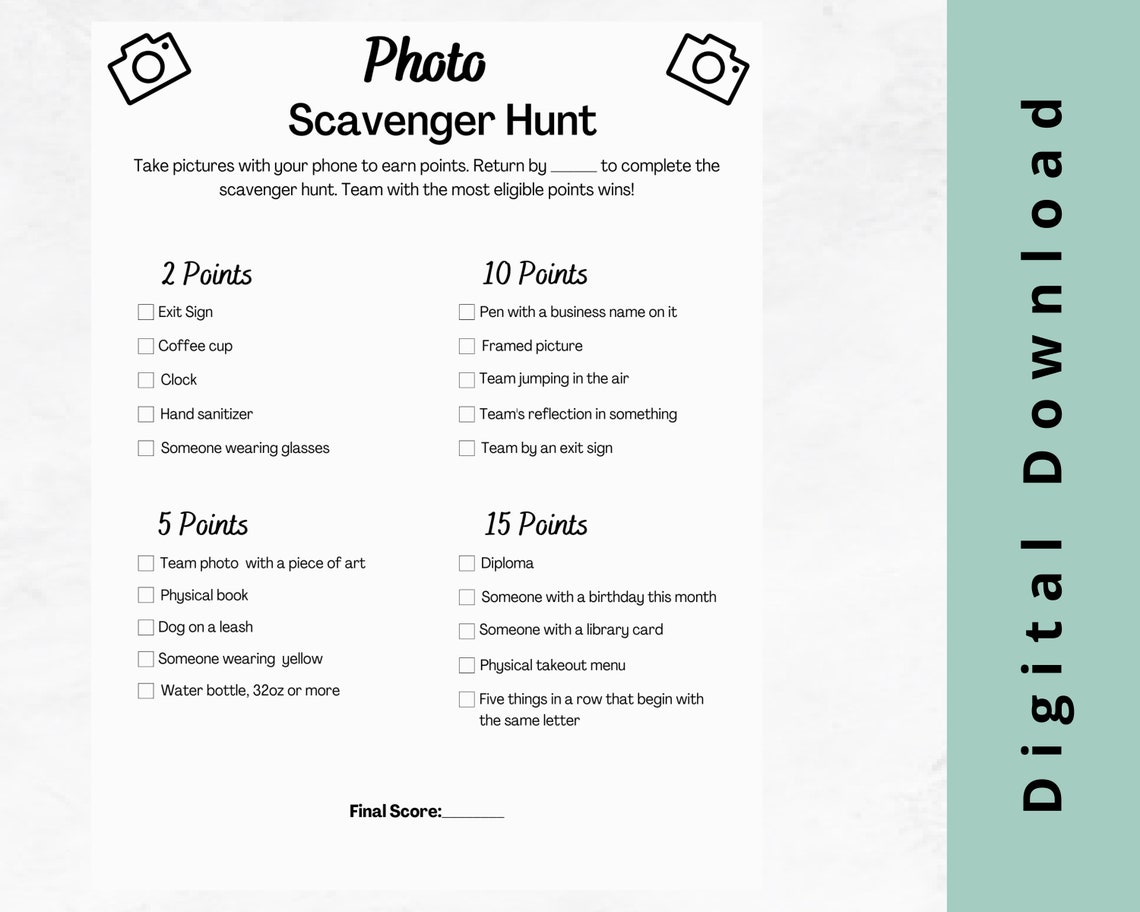 Photo Scavenger Hunt • Get-to-know You Game • Team Bonding Game • Photo ...