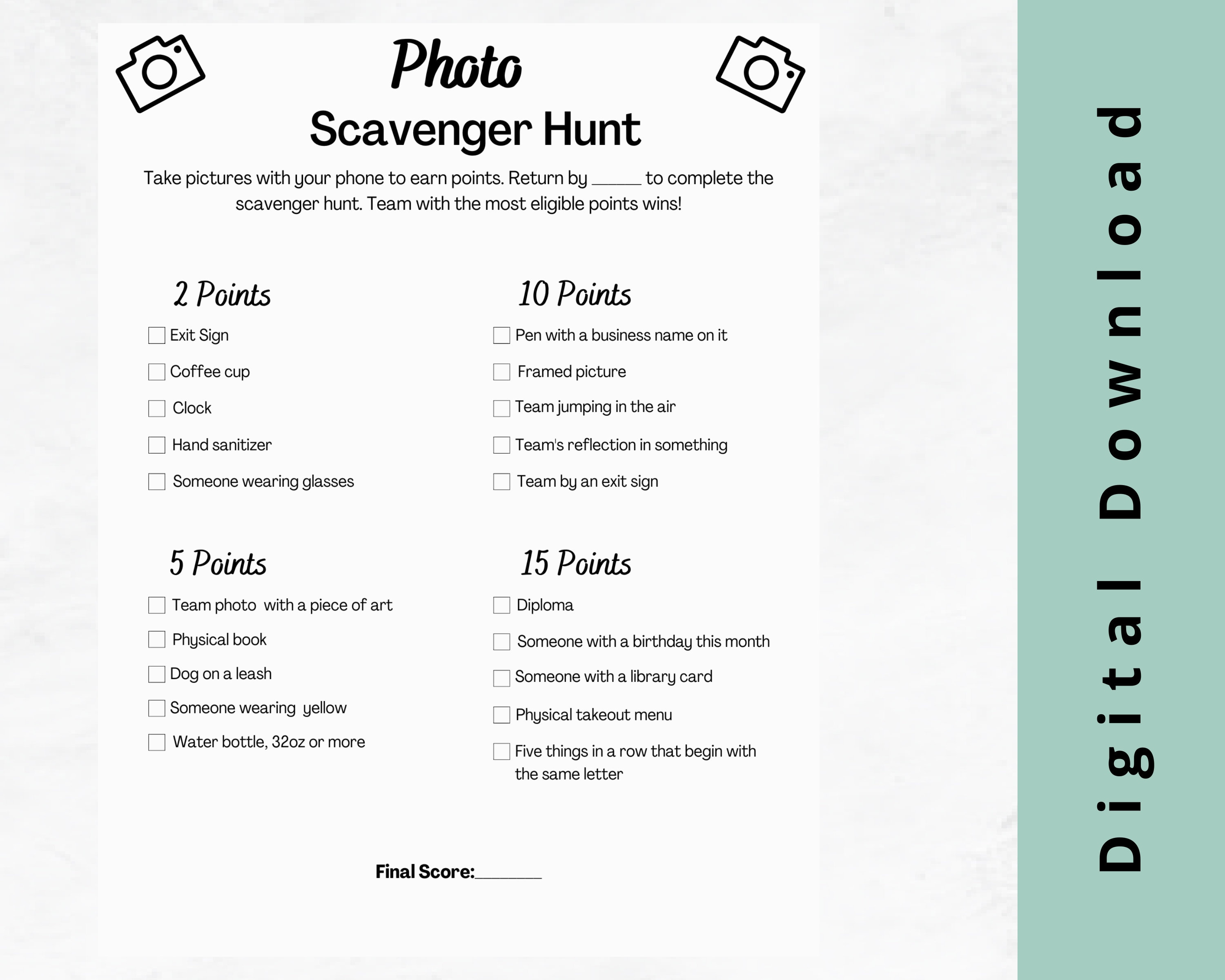 Photo Scavenger Hunt • Get-to-know You Game • Team Bonding Game • Photo ...