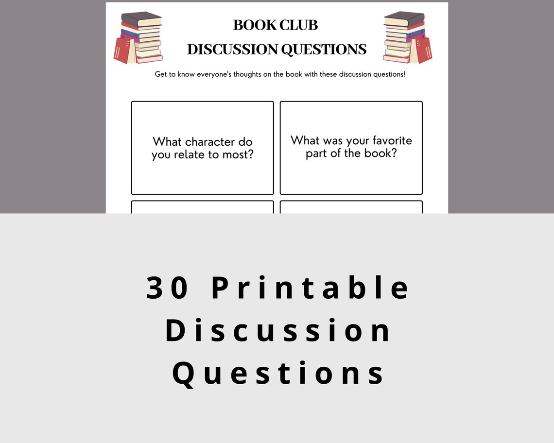 Book Club Discussion Questions • Book Club Party Game • Book Games ...