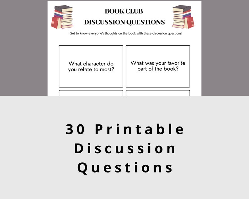 Book Club Discussion Questions • Book Club Party Game • Book Games ...