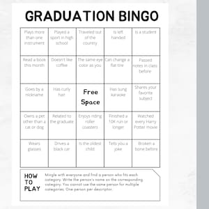 Graduation Bingo • Grad Party Bingo • Graduation Game • Graduation ...