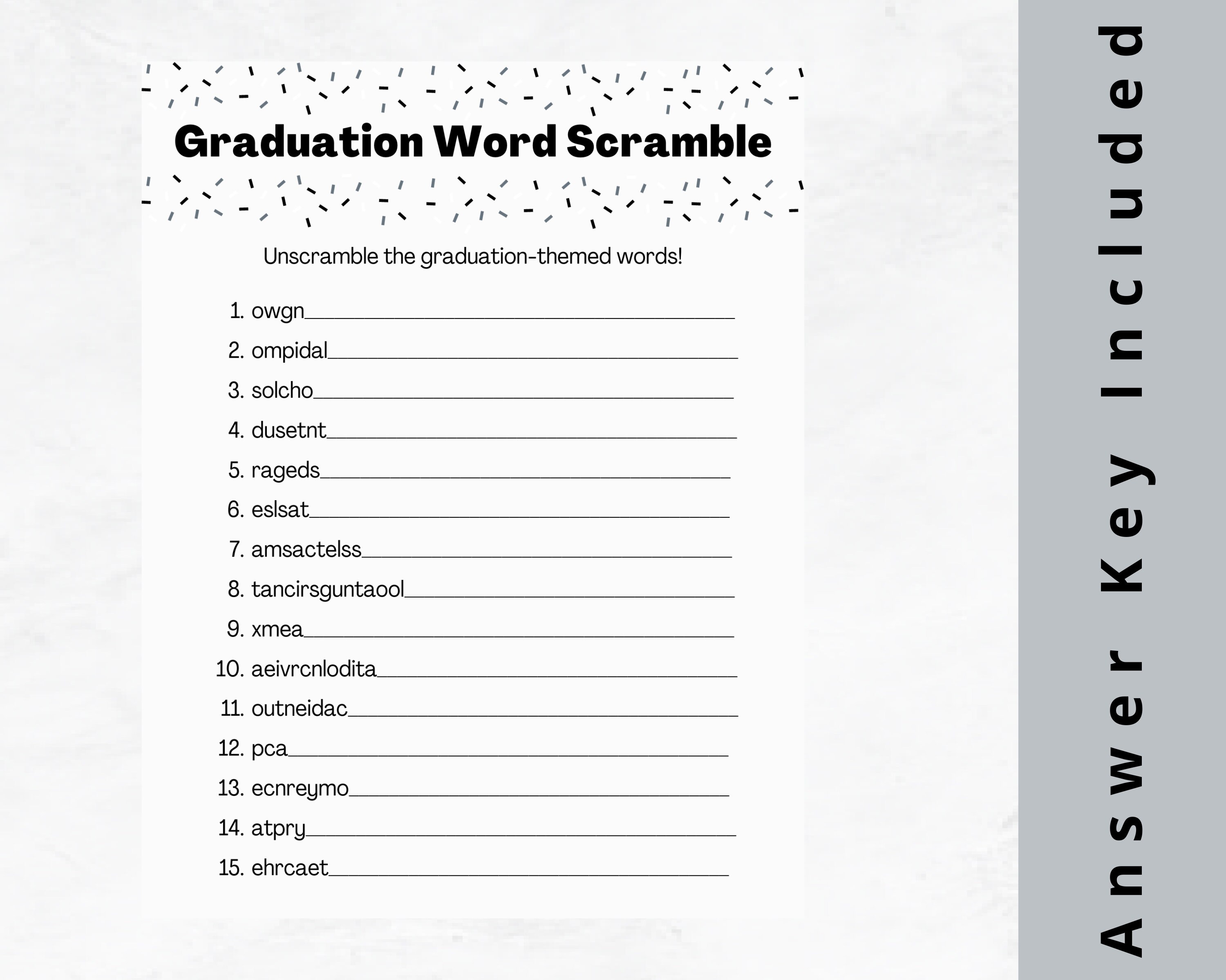 Graduation Party Activities • Graduation Bingo Game • Graduation Game ...
