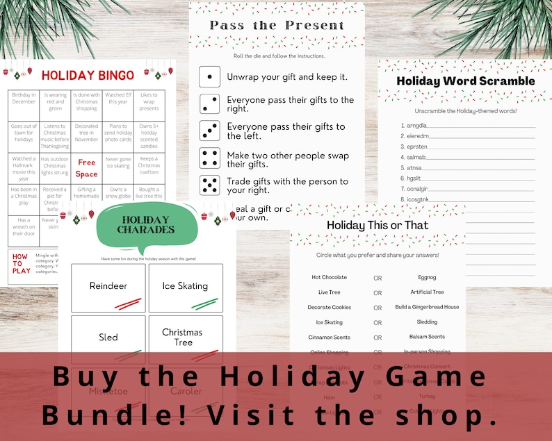 Holiday Bingo Game • Christmas Game for Family, Friends, or Coworkers ...