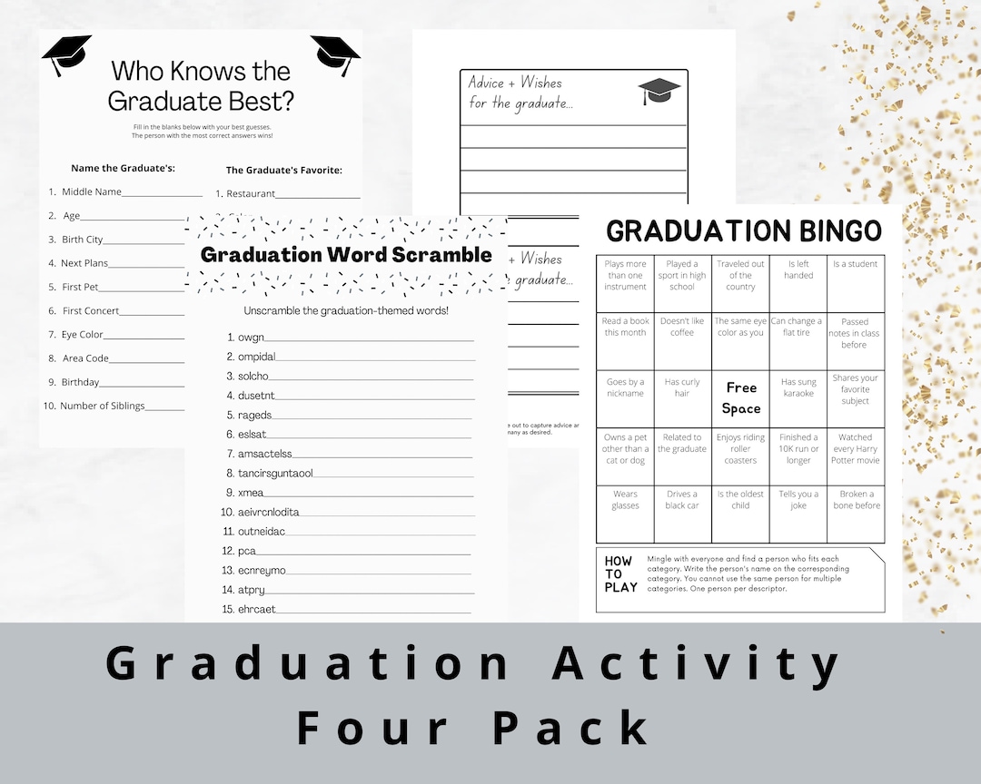 Graduation Party Activities • Graduation Bingo Game • Graduation Game ...