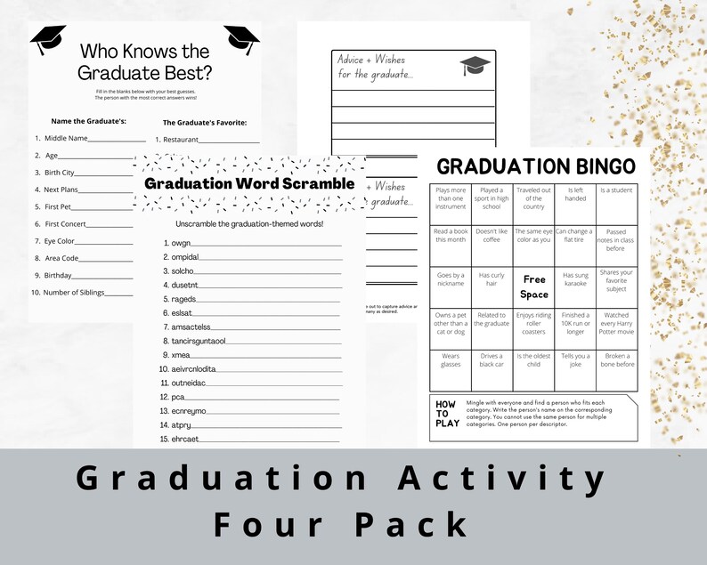 Graduation Party Activities • Graduation Bingo Game • Graduation Game ...