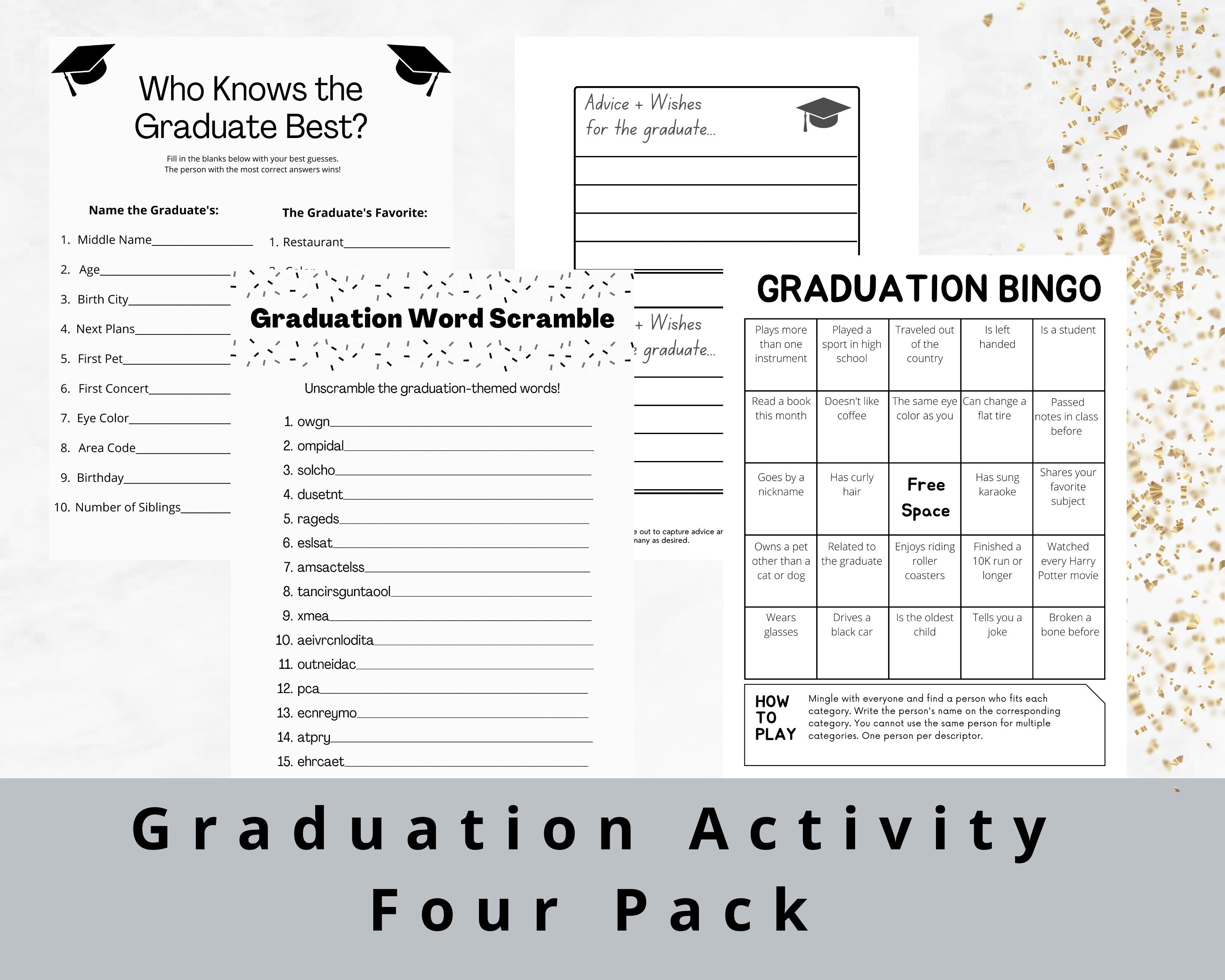 Graduation Party Activities • Graduation Bingo Game • Graduation Game ...