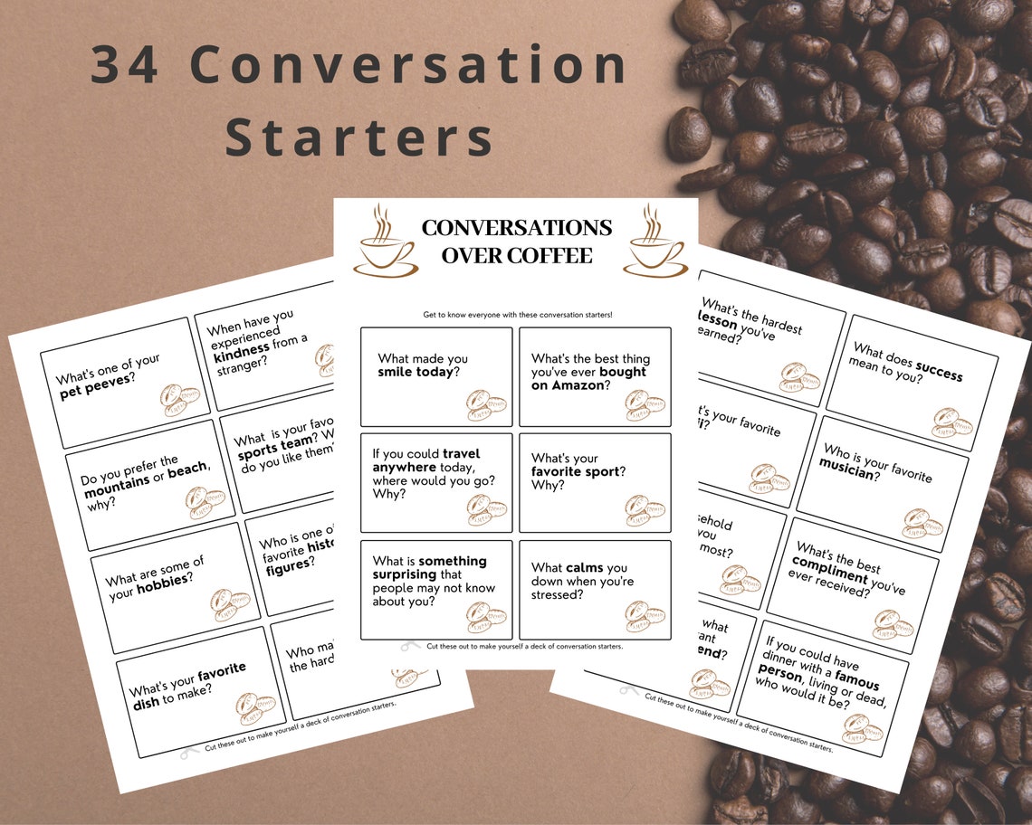 Conversation Starters • Coffee Themed Party Games • Work Game • Coffee ...