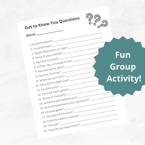 Get to Know You Questions • Conversation Starter • Icebreaker Download ...
