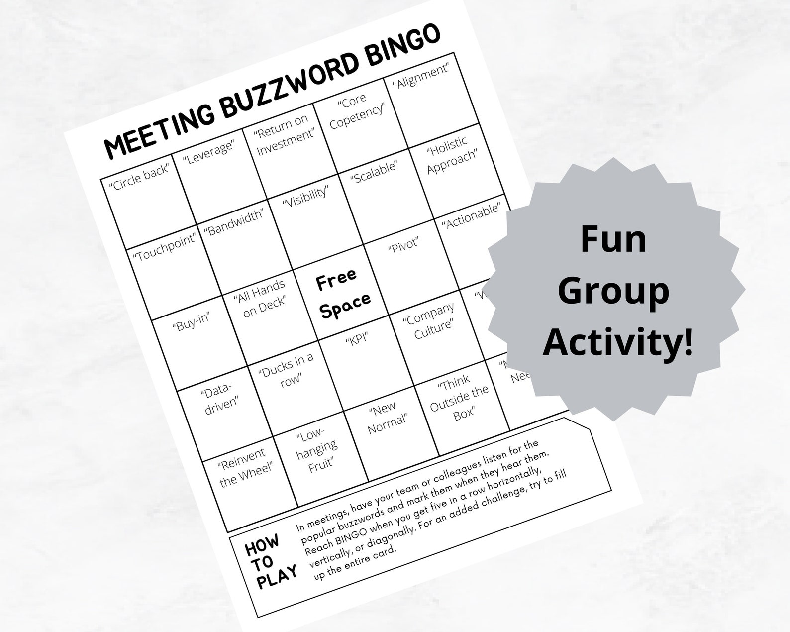 Employee Meeting Buzzword Bingo • Workplace Game • Employee Work Game ...