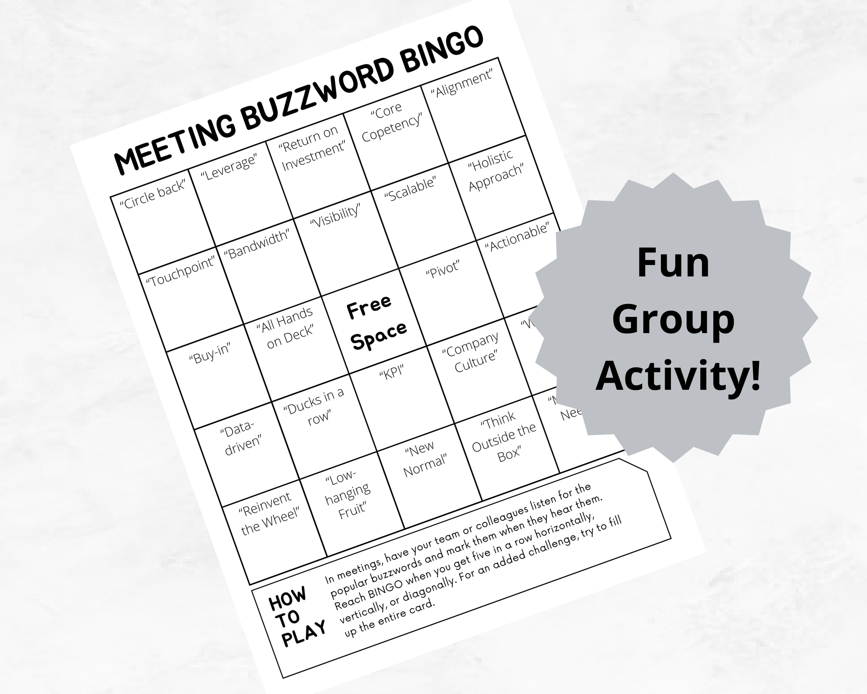 Employee Meeting Buzzword Bingo • Workplace Game • Employee Work Game ...