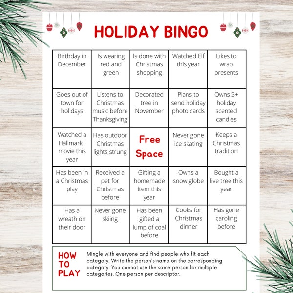 Holiday Icebreaker Game - Etsy