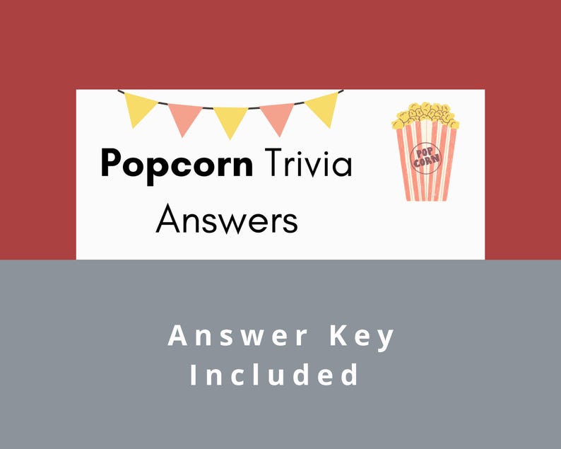 Popcorn Trivia Game • Popcorn Party Game • Popular Food Trivia • Movie ...