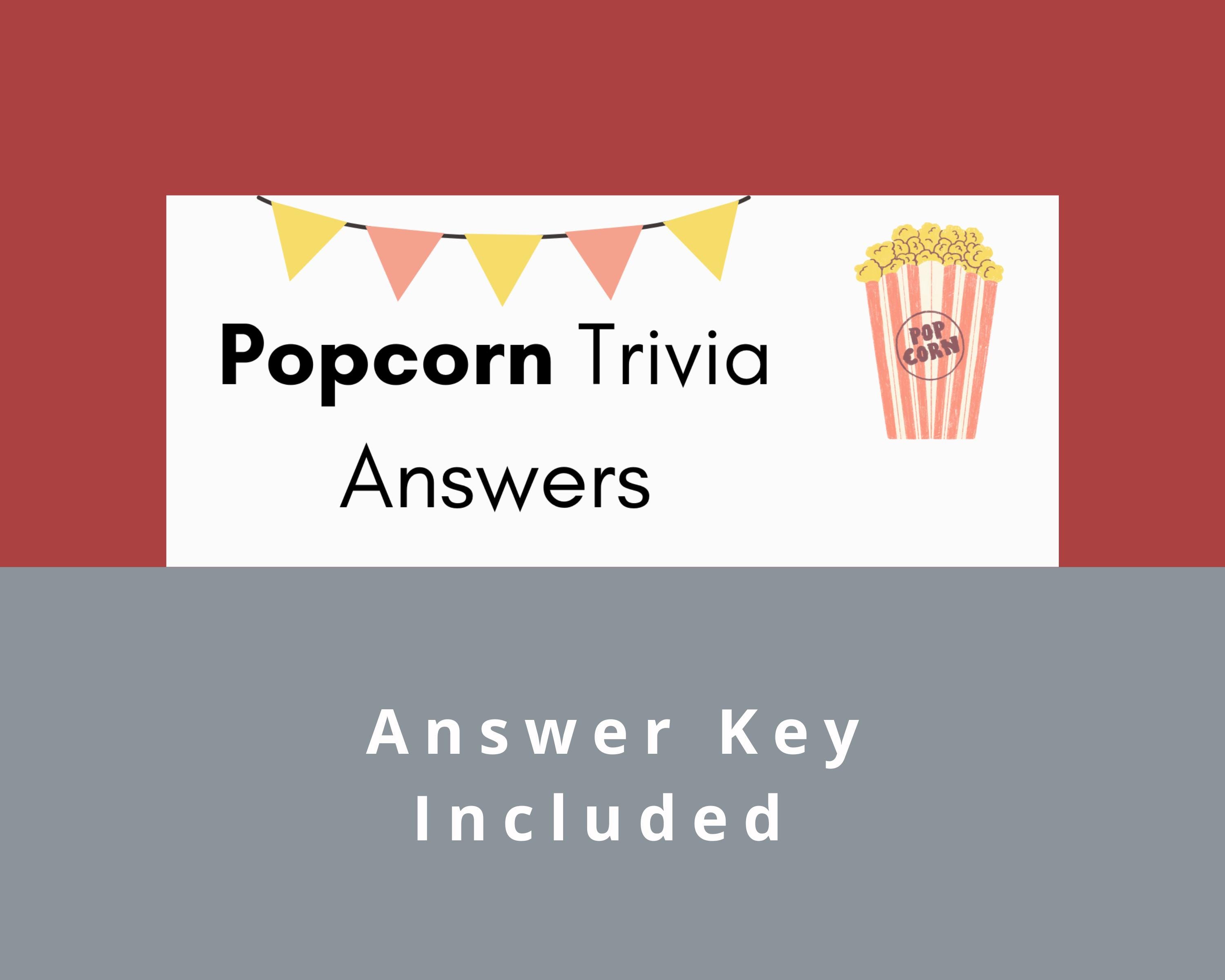 Popcorn Trivia Game • Popcorn Party Game • Popular Food Trivia • Movie ...
