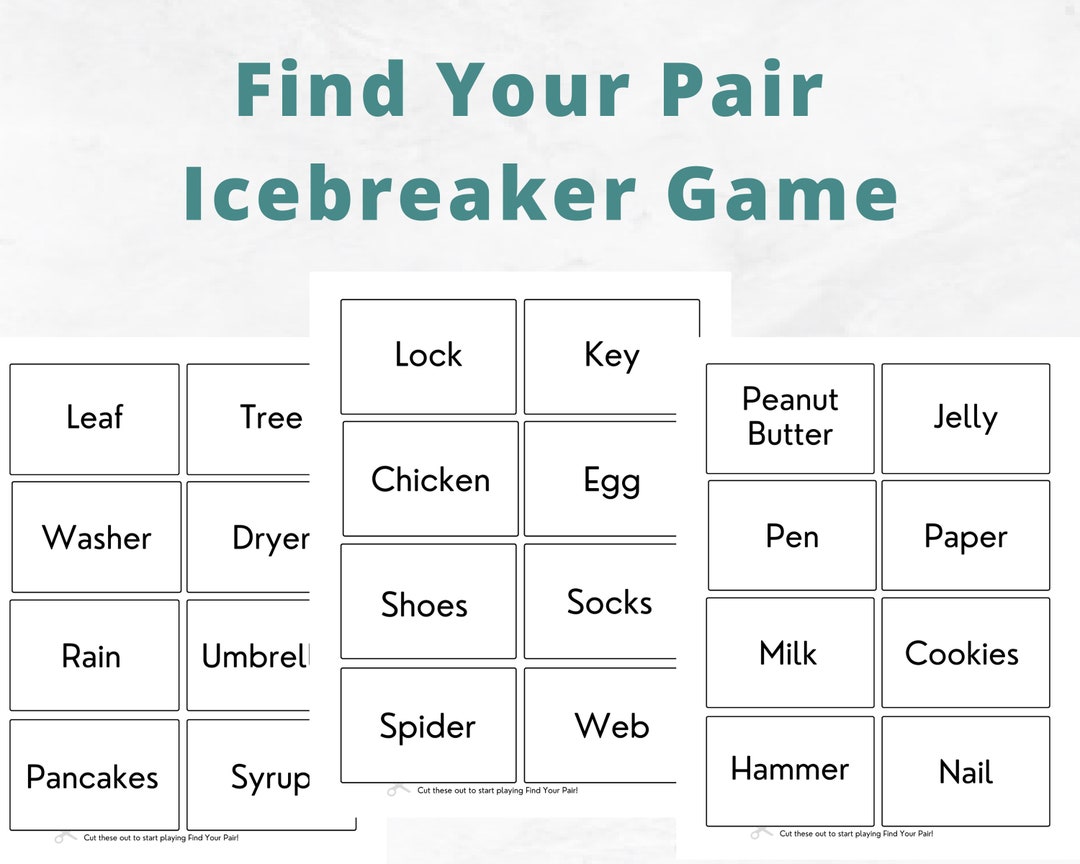 Find Your Pair Game • Get to Know You Game • Icebreaker Game • 56 Cards ...