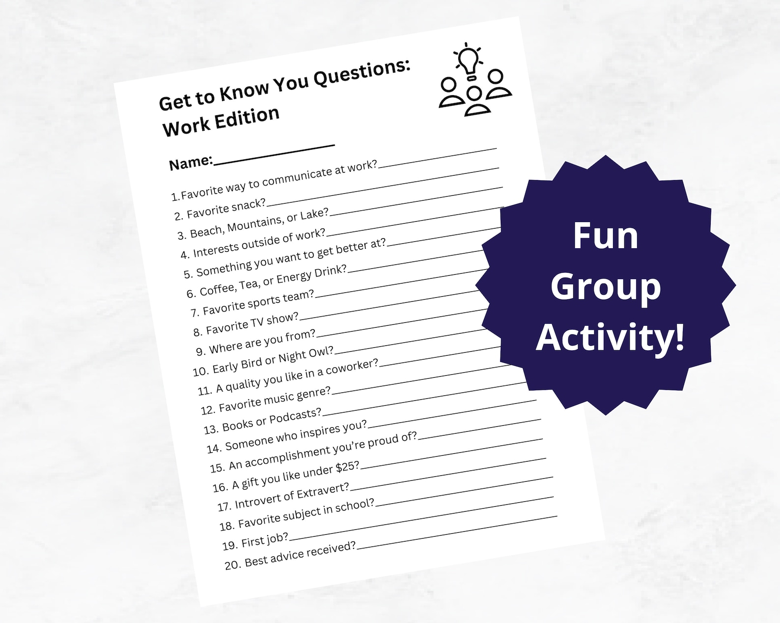 Get to Know You Questions • Workplace Get-to-know You Game • Employee ...