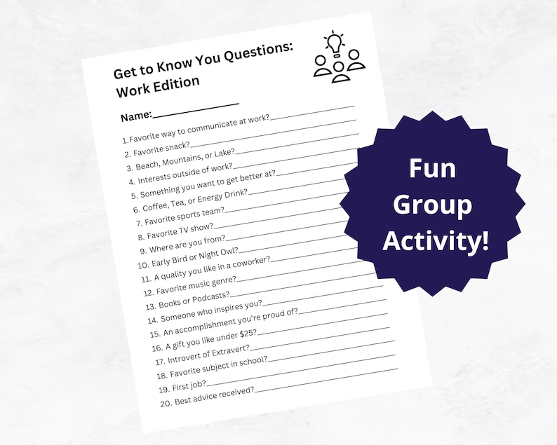 Get to Know You Questions • Workplace Get-to-know You Game • Employee ...