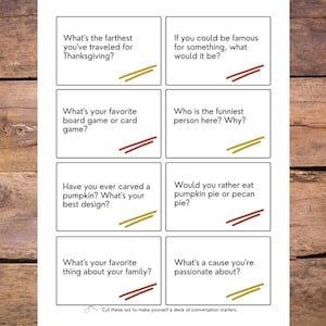 Thanksgiving Conversation Starters, Table Topics, Icebreaker Game for ...