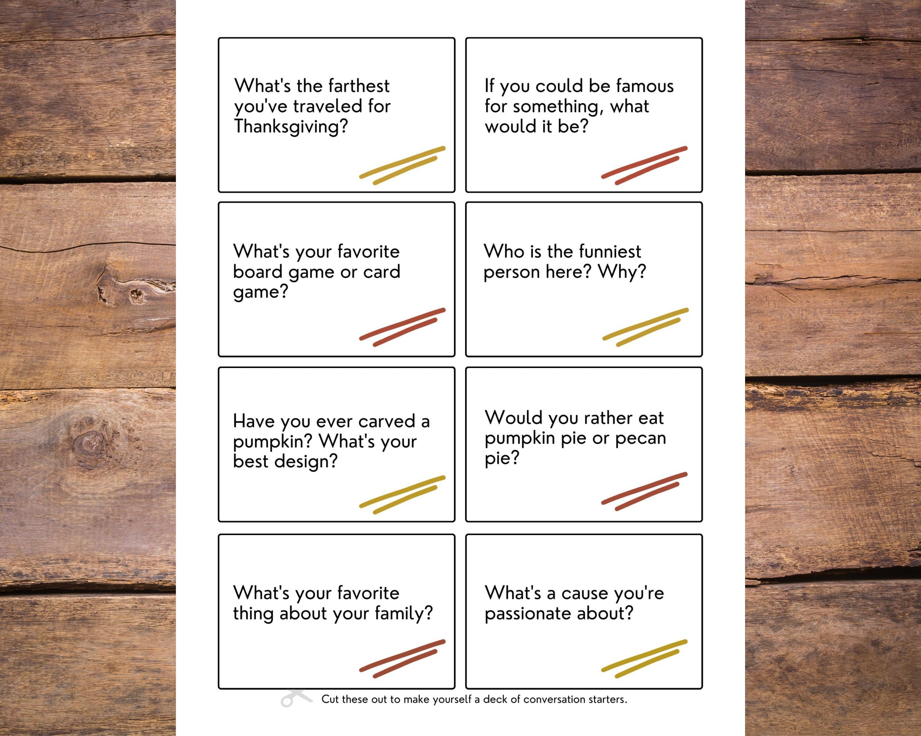 Thanksgiving Conversation Starters, Table Topics, Icebreaker Game for ...